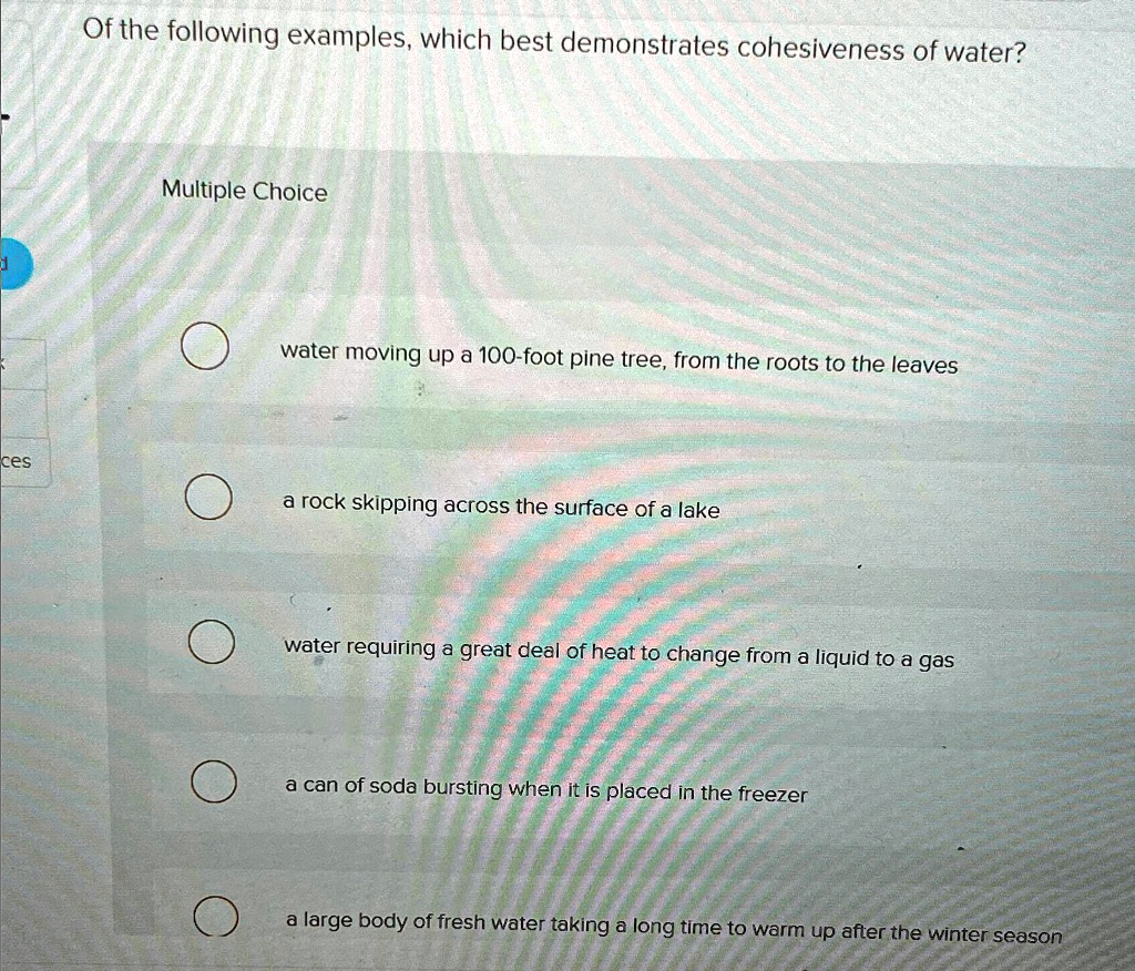 Of the following examples, which best demonstrates cohesiveness of ...