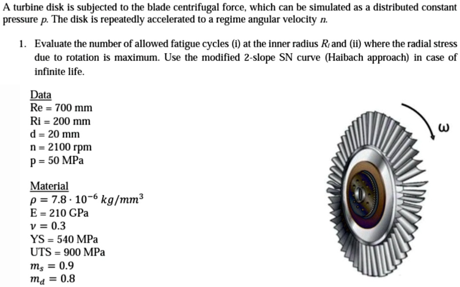A turbine disk is subjected to the blade centrifugal force, which can ...