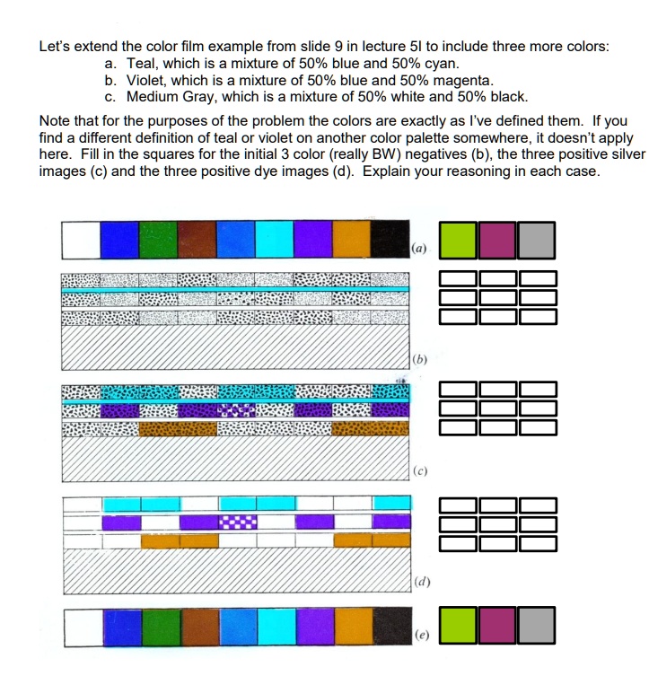SOLVED: Let's extend the color film example from slide 9 in lecture 5 ...