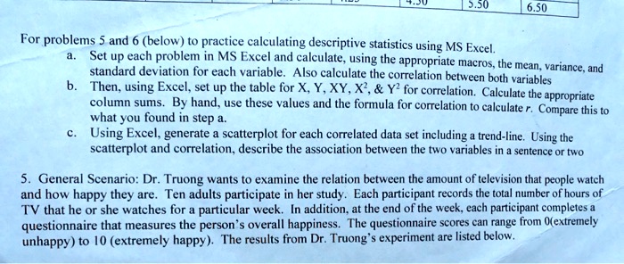 Solved For Problems And Examples To Practice Calculating Descriptive Statistics Using Ms Excel