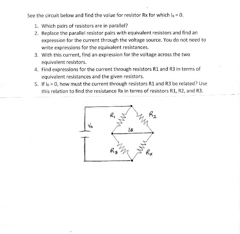 SOLVED: See the circuit below and find the value for resistor Rx for ...