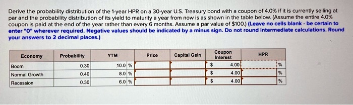 derive the probability distribution of the 1 year hpr on 30 year us ...