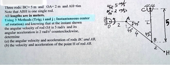 Three rods: BC=5 m and OA=2m and AH=6m Note that ABH is one single rod. All lengths are in ...