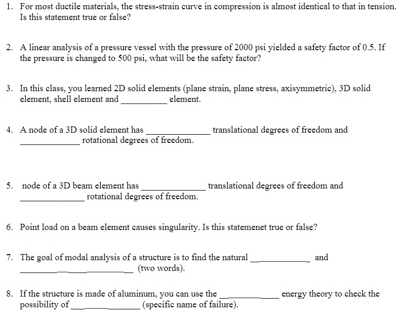 SOLVED: For most ductile materials, the stress-strain curve in ...