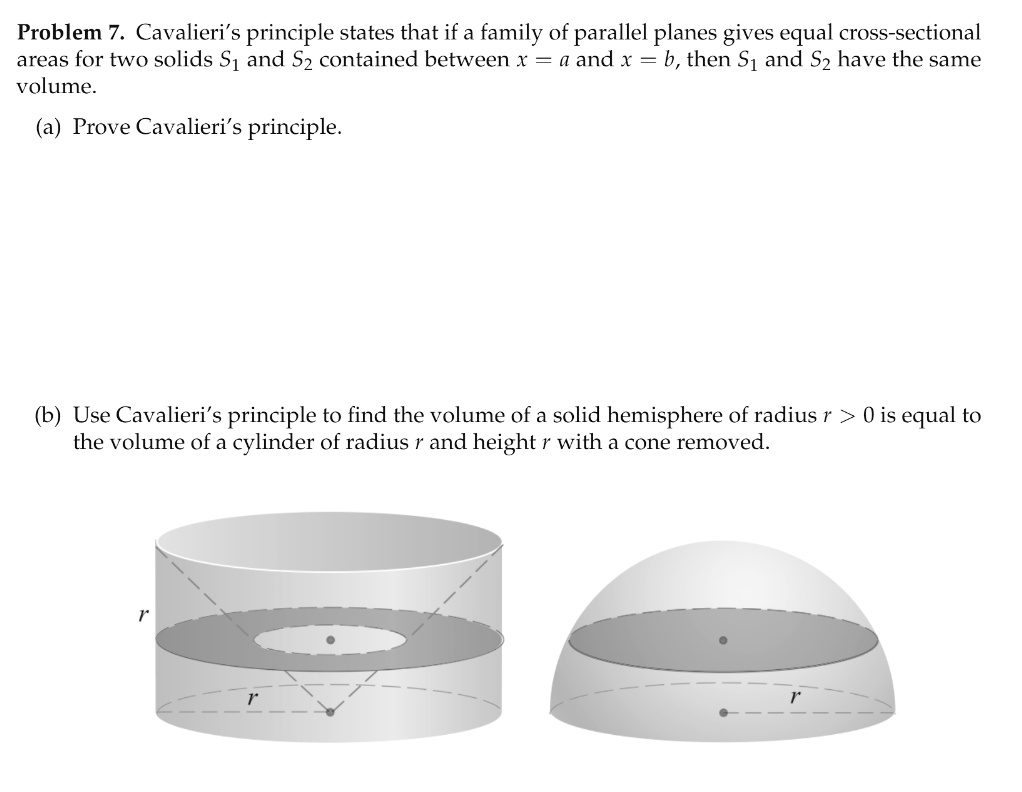 Problem 7. Cavalieri's principle states that if a family of parallel ...