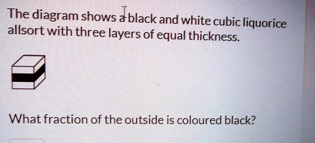 SOLVED: The diagram shows a black and white cubic liquorice allsort ...