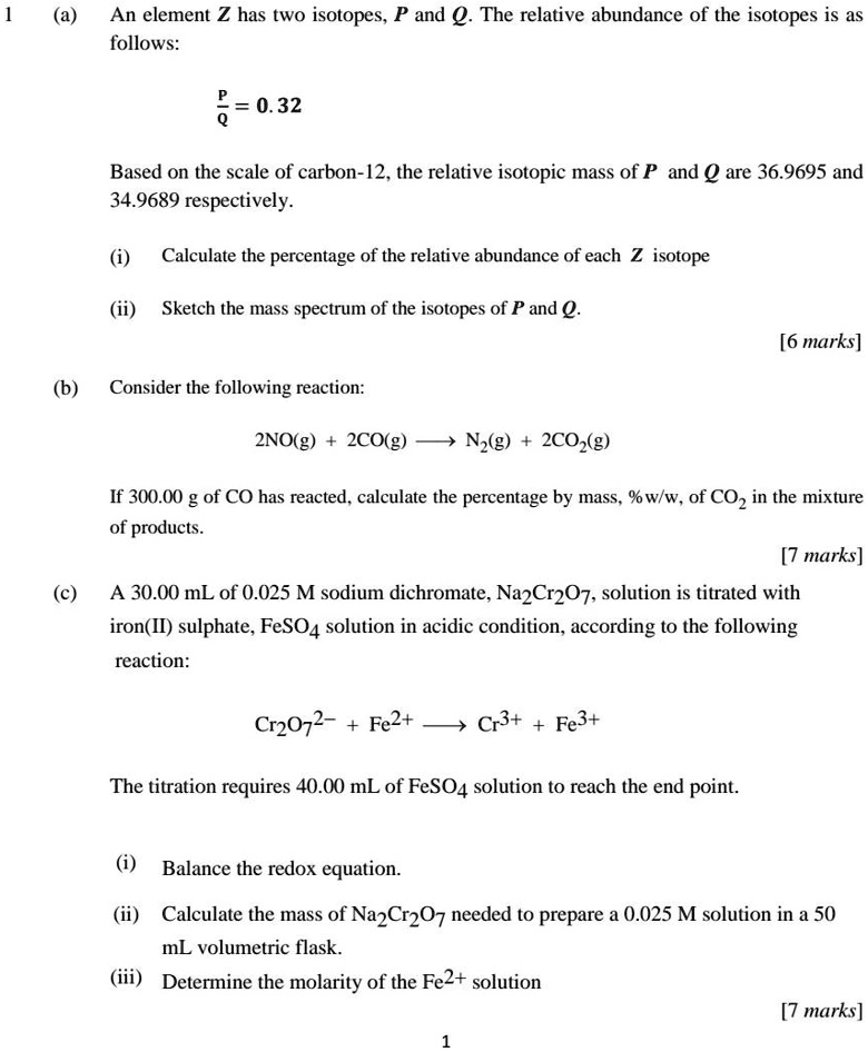 SOLVED: An element Z has two isotopes, P and Q. The relative abundance ...