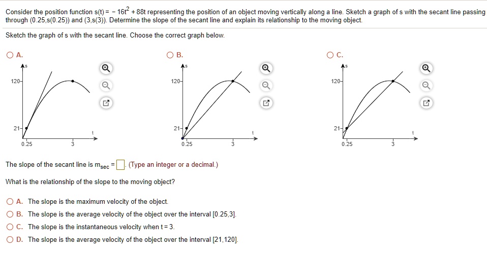 consider the position function st 88t representing the position of an ...