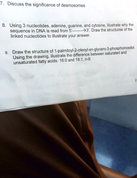 discuss the significance of desmosomes 8 using 3 nucleotides adenine ...