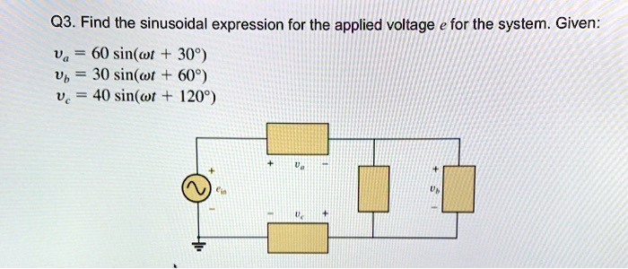 SOLVED: Q3. Find the sinusoidal expression for the applied voltage for the system. Given: Va ...