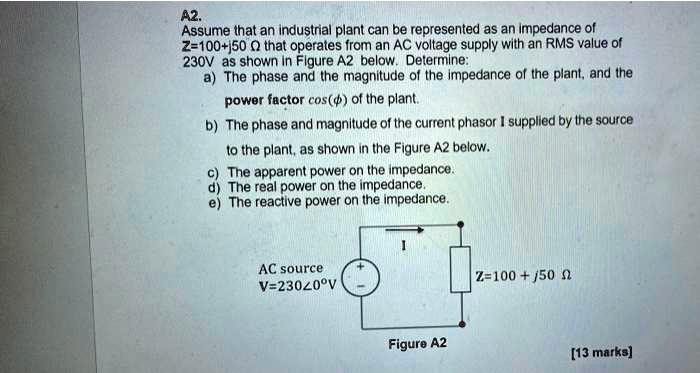 A2. Assume that an industrial plant can be represented as an impedance ...