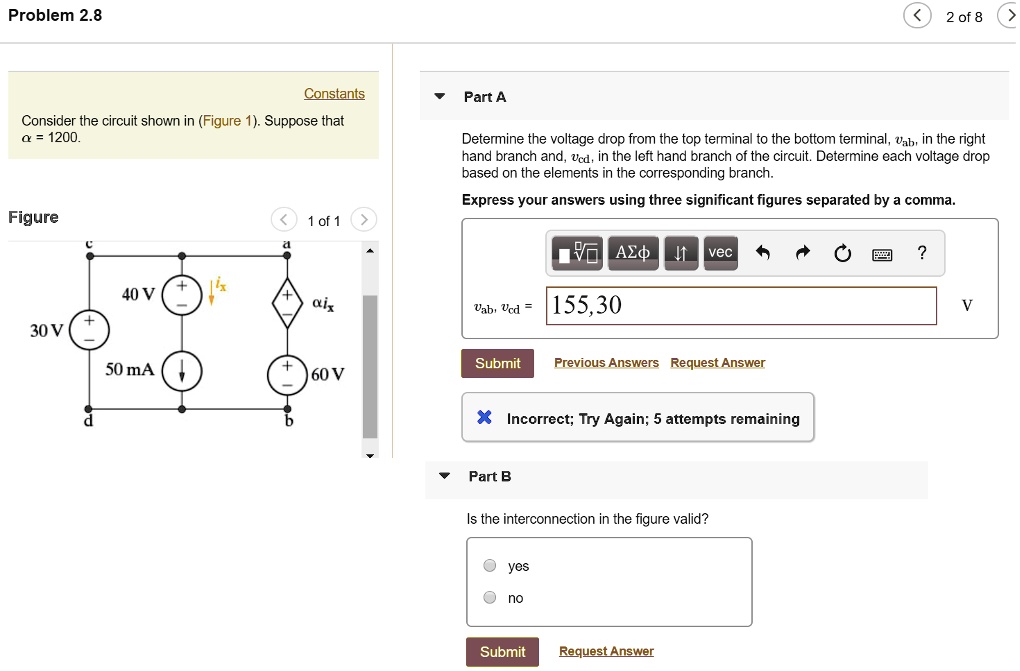 Problem 2.8 Constants Part A Consider the circuit shown in (Figure 1 ...
