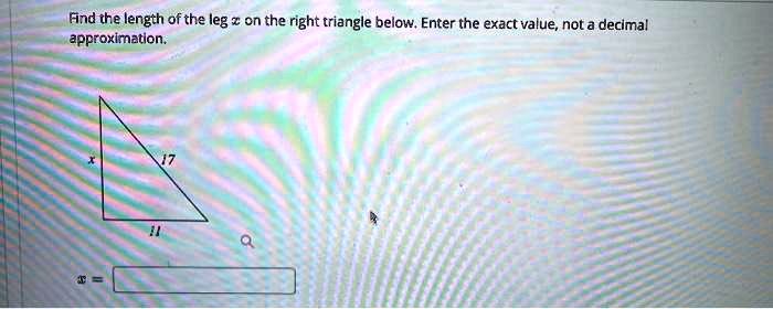 SOLVED: Find the length ofthe leg z on the right triangle below: Enter ...