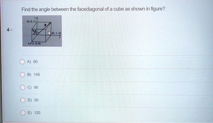 Find the angle between the facediagonal of a cube as shown...