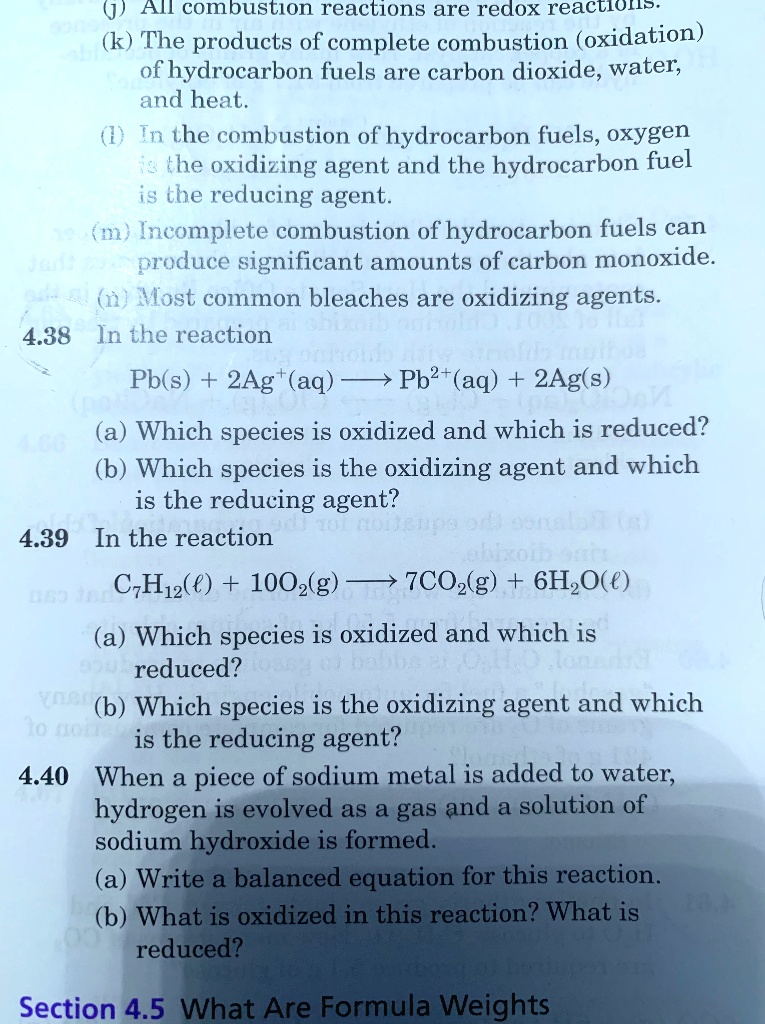 j all combustion reactions are redox reactione the products of complete ...