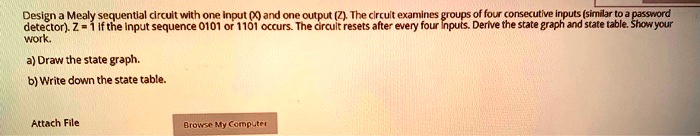 Solved Design A Mealy Sequential Circuit With One Input And One Output Z The Circuit
