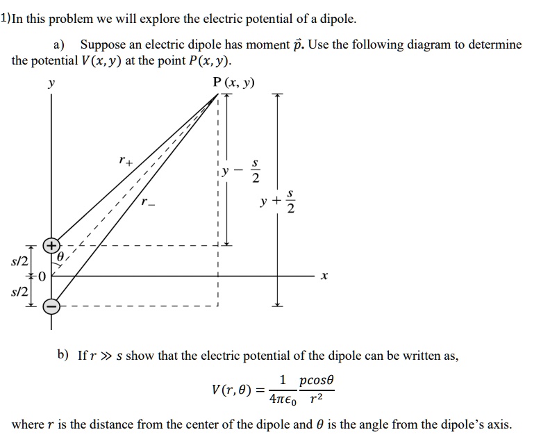 SOLVED: In this problem, we will explore the electric potential of a dipole. Suppose an electric ...