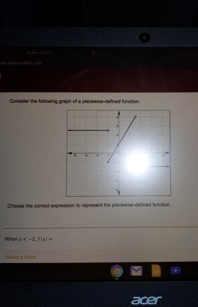 Consider the following graph of a piecewise-defined function. Choose ...