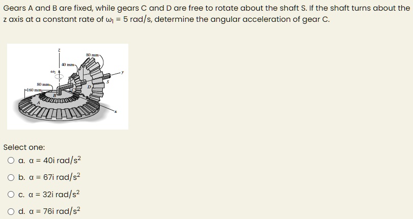 SOLVED: Gears A and B are fixed, while gears C and D are free to rotate about the shaft s. If ...