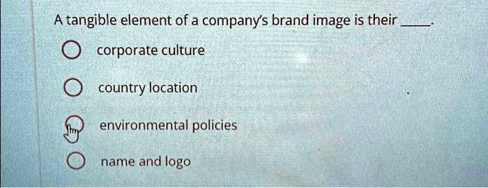 SOLVED: A tangible element of a company's brand image is their ...