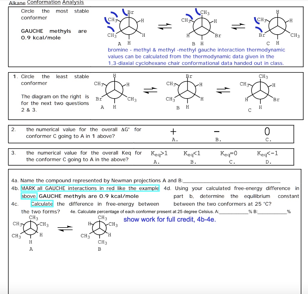 SOLVED:Alkane Conformation Analysis Circle the most stable conformer ...
