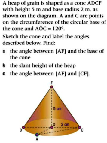 A heap of grain is shaped as a cone ADCF with height 5 m and base ...