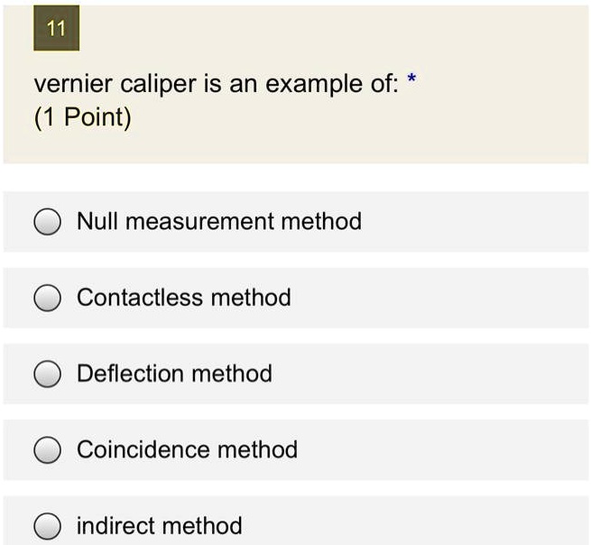VIDEO solution: Vernier caliper is an example of: (1 Point) Null ...