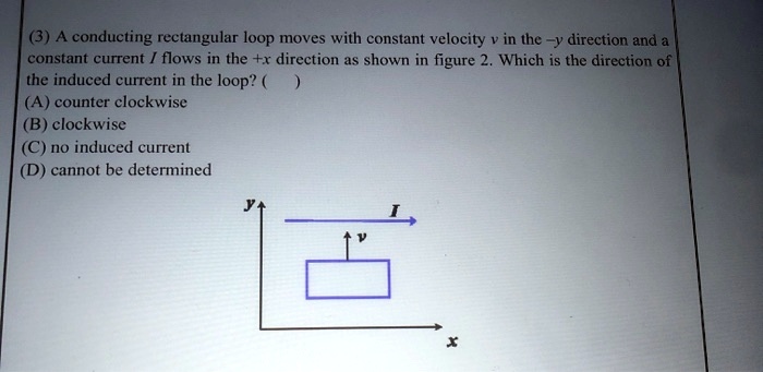 SOLVED: (3) A conducting rectangular loop moves with constant velocity in the -Y direction and ...