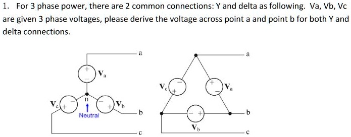 SOLVED: For 3 phase power,there are 2 common connections:Y and delta as ...