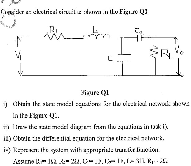 SOLVED: Consider an electrical circuit as shown in the Figure Qi Figure ...