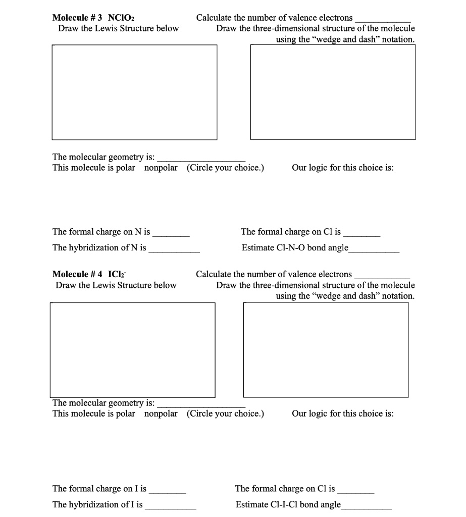 molecule 3 ncio2 draw the lewis structure below calculate the number of valence electrons draw ...