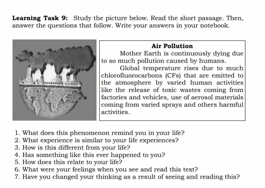 Learning Task 9: Study the picture below. Read the short passage. Then ...