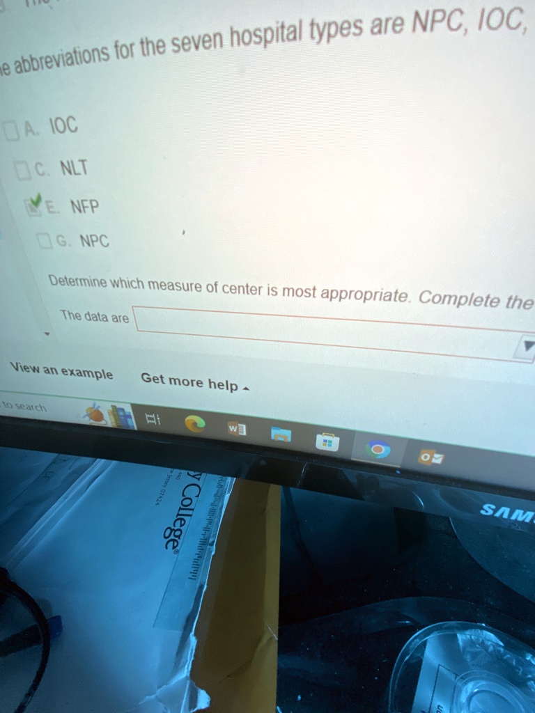 me abbreviations for the seven hospital types are NPC, IOC, A. IOC C ...