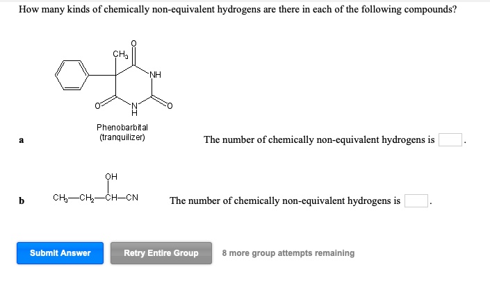 SOLVED: How many kinds of chemically non-equivalent hydrogens are there ...