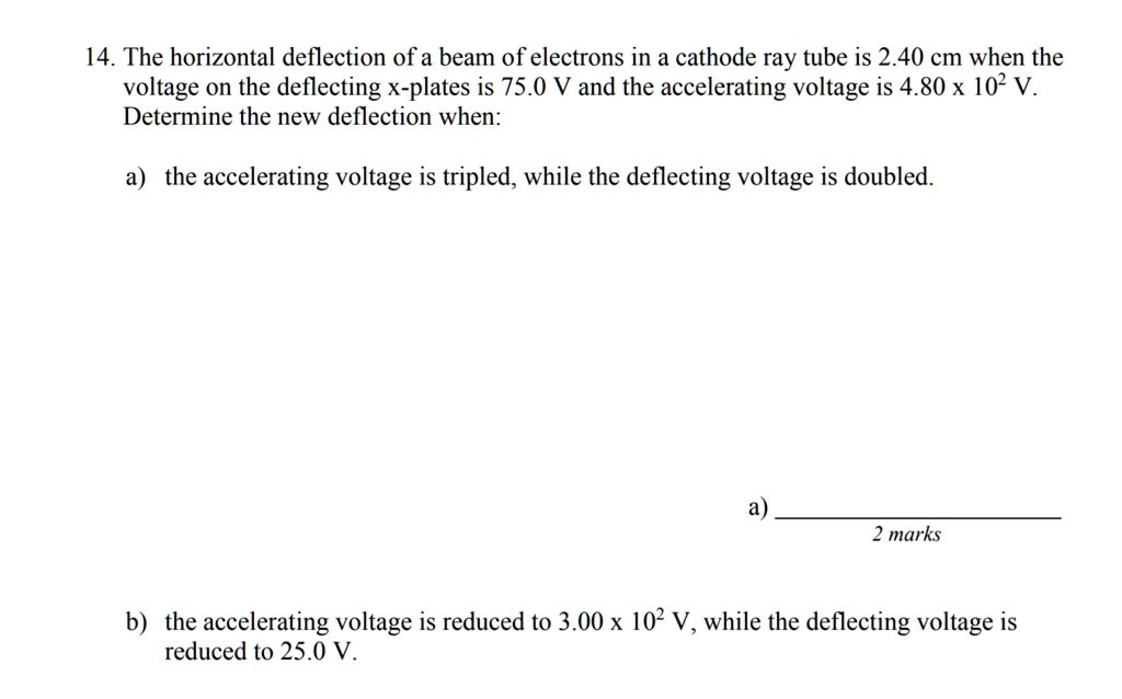 14 the horizontal deflection of a beam of electrons in a cathode ray ...