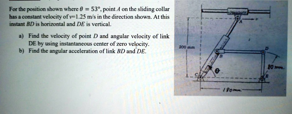 SOLVED: For the position shown where =53point A on the sliding collar ...