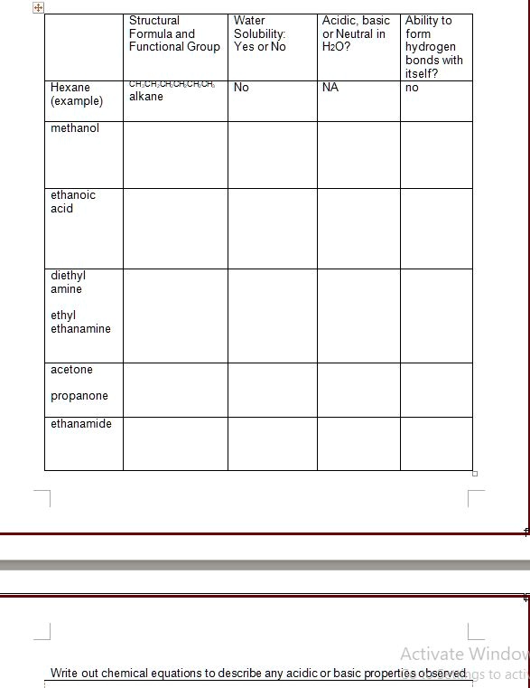 1 complete the following table structural formula and functional group ...