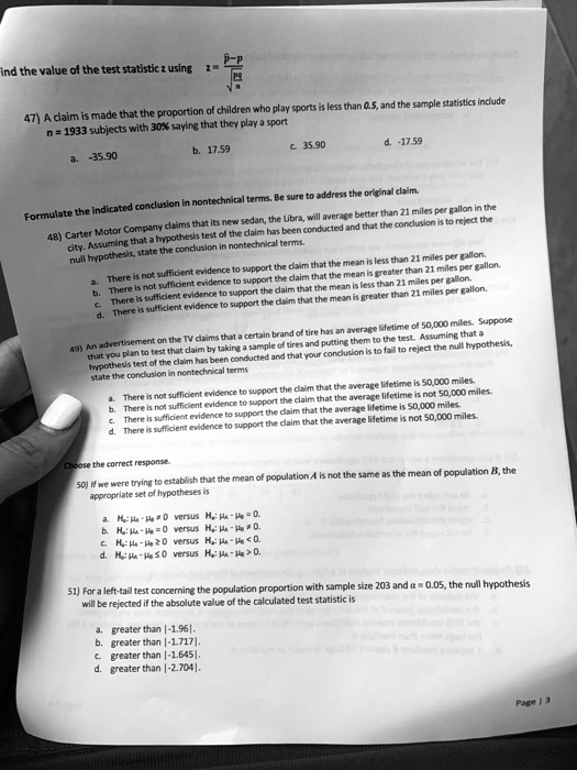 SOLVED:ind the value of the test statistic z using Khoinlav cporti less ...