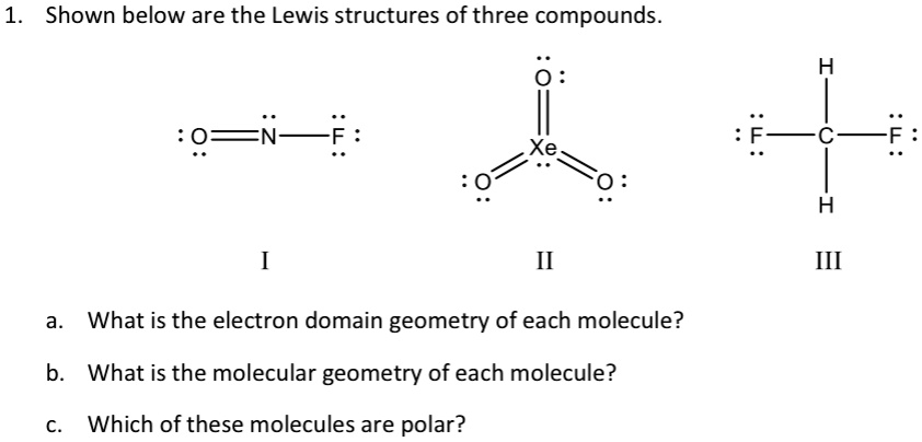 SOLVED:Shown below are the Lewis structures of three compounds :0=N- Xe ...
