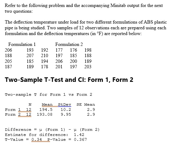 SOLVED: Refer to the following problem and the accompanying Minitab ...