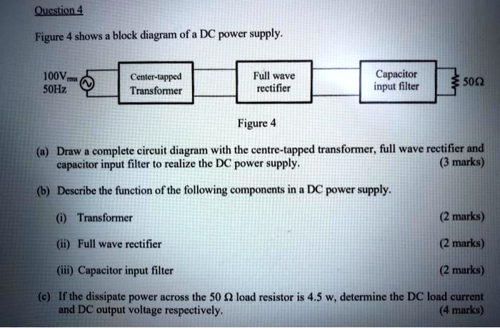 SOLVED: Question 4: Figure 4 shows a block diagram of a DC power supply ...