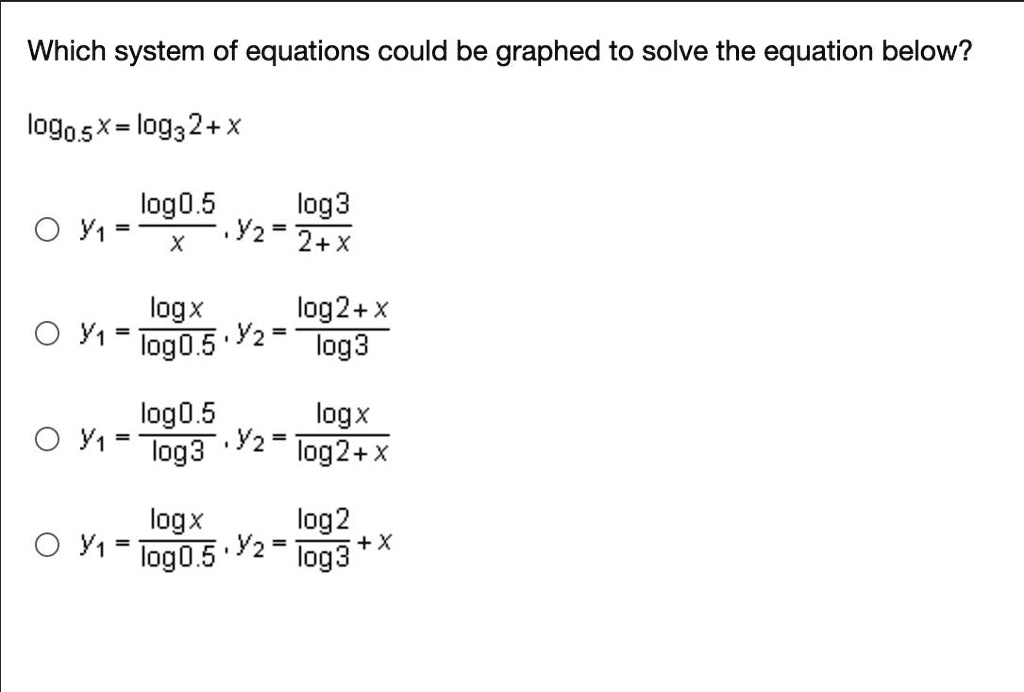 Which system of equations could be graphed to solve the equation below ...