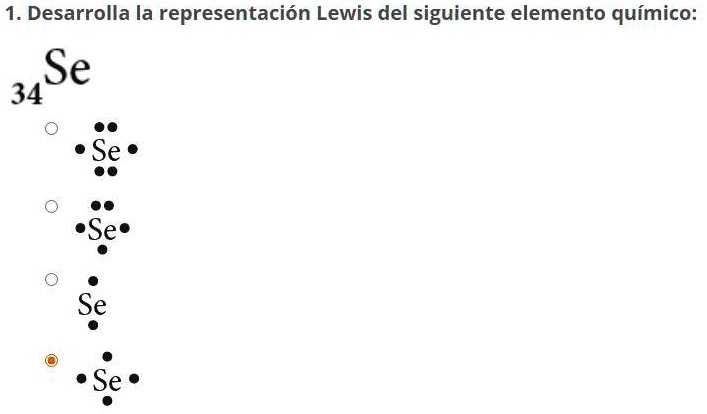 SOLVED: Desarrolla la representación Lewis del siguiente elemento ...