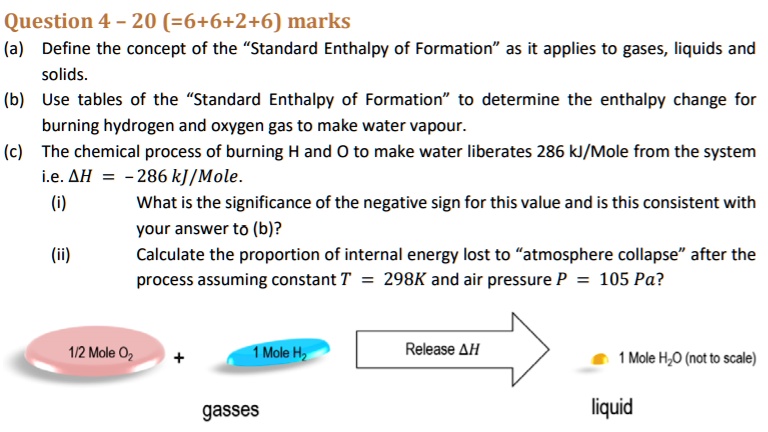 SOLVED:Question 4 - 20 (=6+6+2+6) marks (a) Define the concept of the "Standard Enthalpy of ...