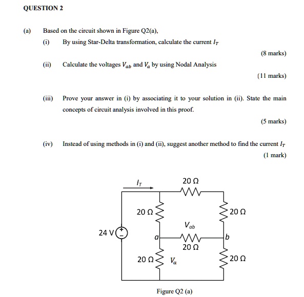 question2 a based on the circuit shown in figure q2a i by using star delta transformation ...