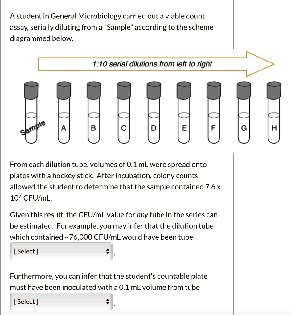 a student in general microbiology carried out a viable count ...