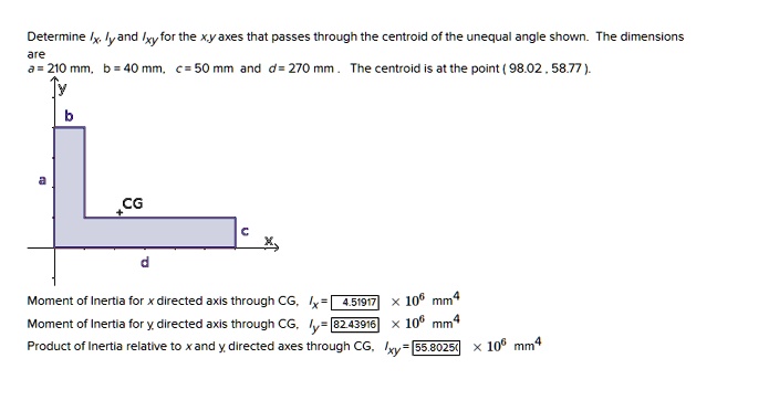 Determine Ix, Iy and Ixy for the x,y axes that passes through the ...