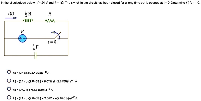 SOLVED: In the circuit given below, V = 24 V and R = 1 ohm. The switch in the circuit has been ...