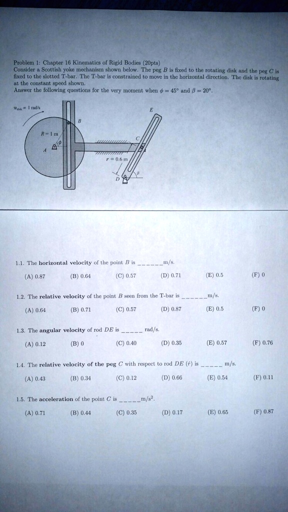 SOLVED: Kinematics of Rigid Bodies Problem 1: Chapter 16 Kinematics of ...