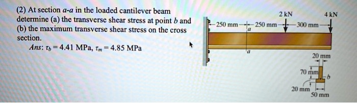 (2) At section a-a in the loaded cantilever beam determine (a) the ...